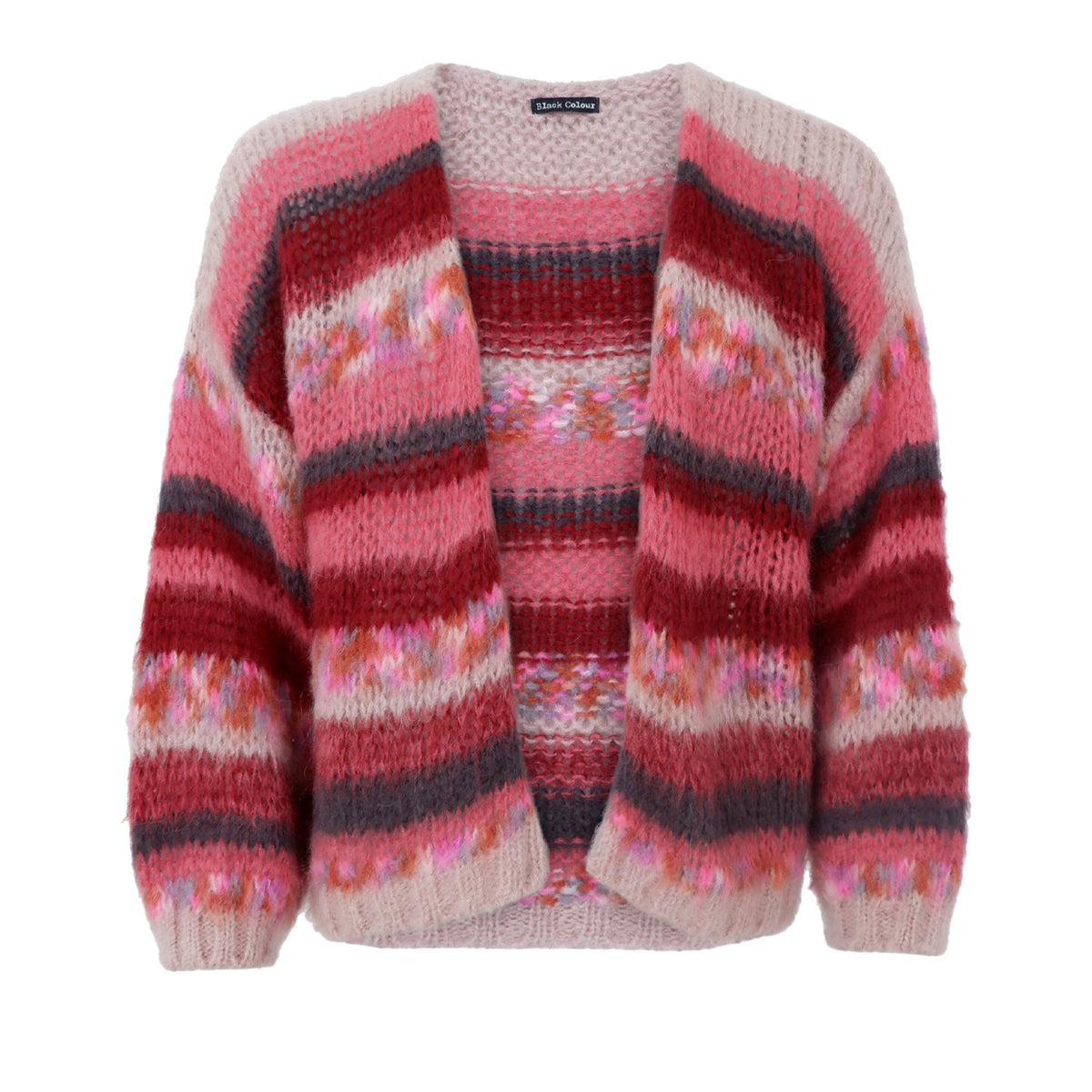 BCFONTANA multi striped cardigan - Berry – Black Colour